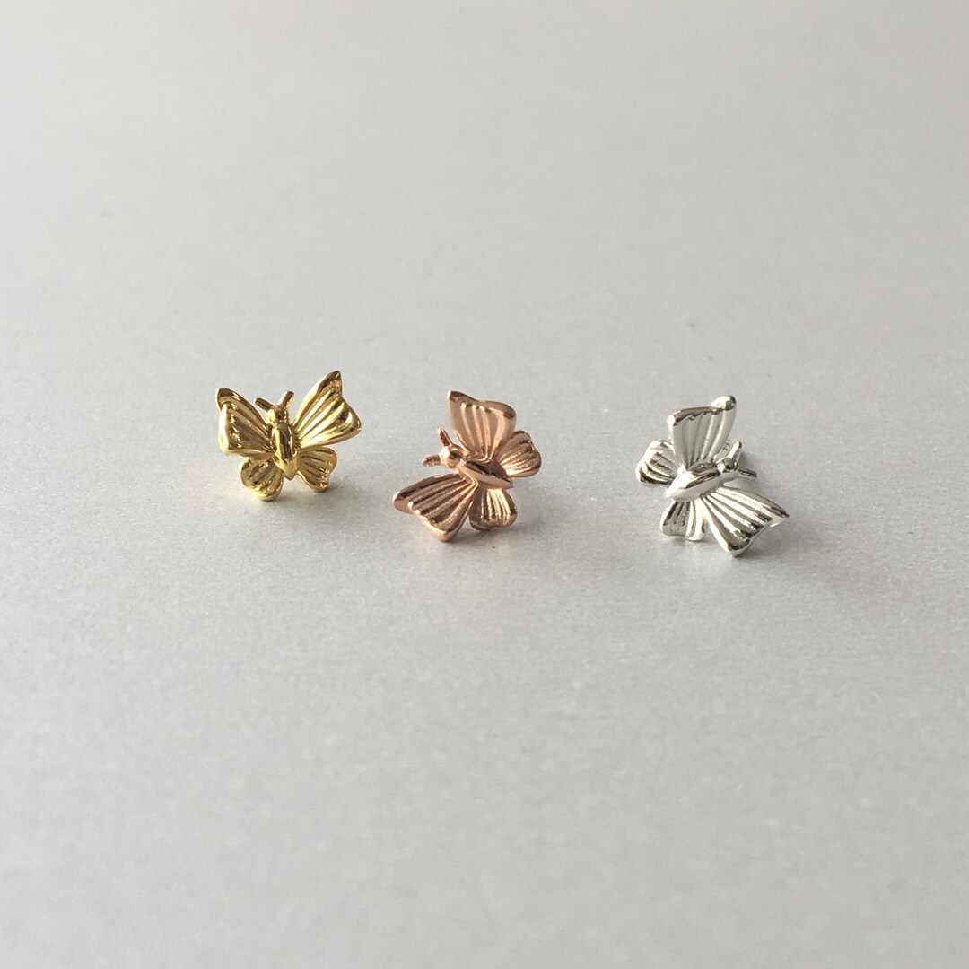 Tiny Butterfly Helix Earring Tragus Earring Sterling Silver Piercing ...