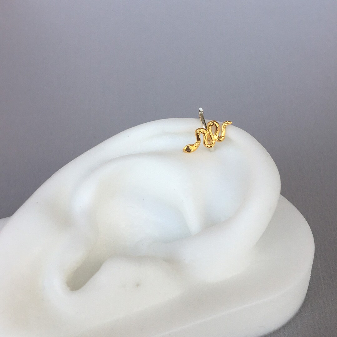 18 Gauge Gold Snake Helix Hoop Piercing Earring Cartilage Hoop Piercing ...
