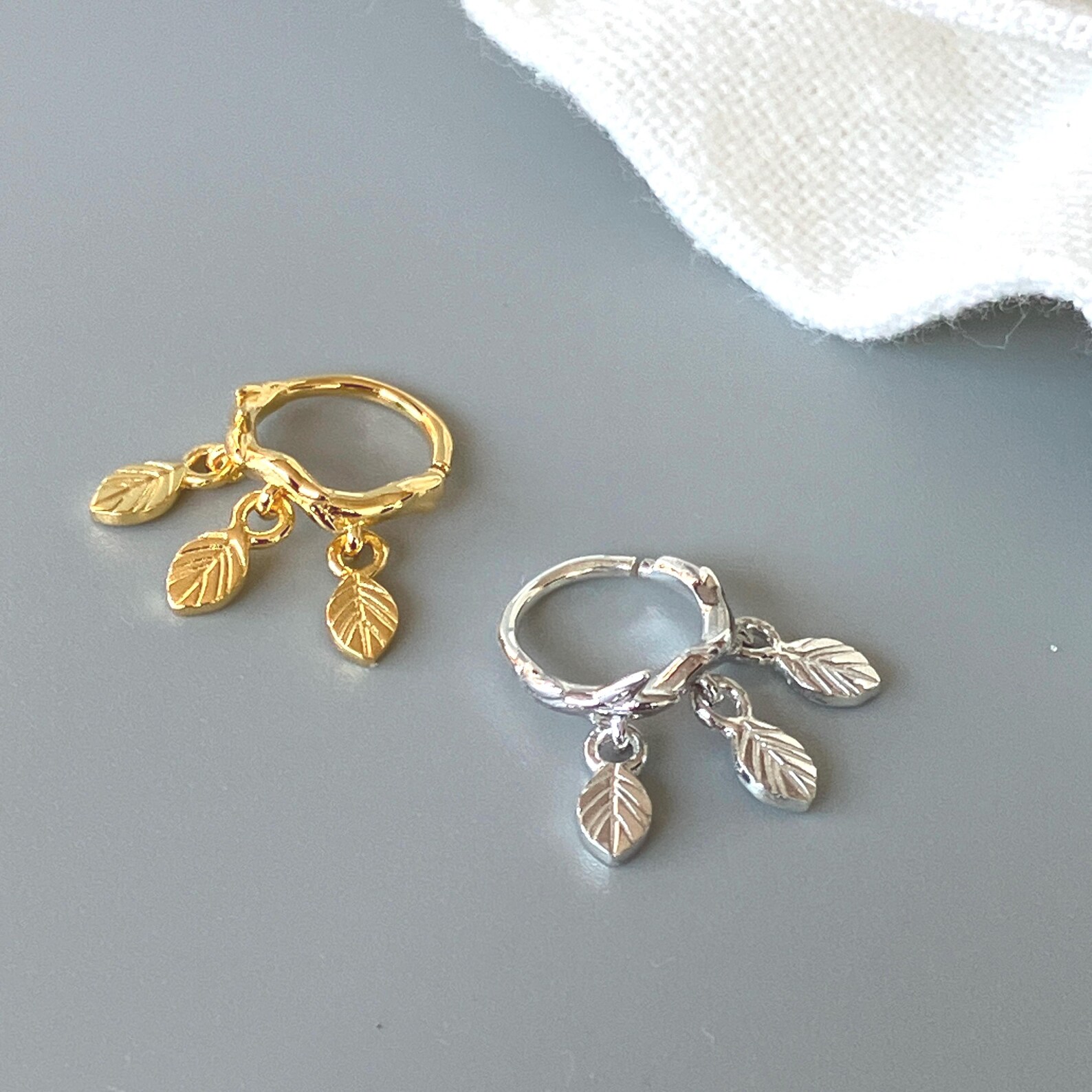 18G Dainty Dangle Leaves Helix Hoop Earring Minimalist Cartilage ...