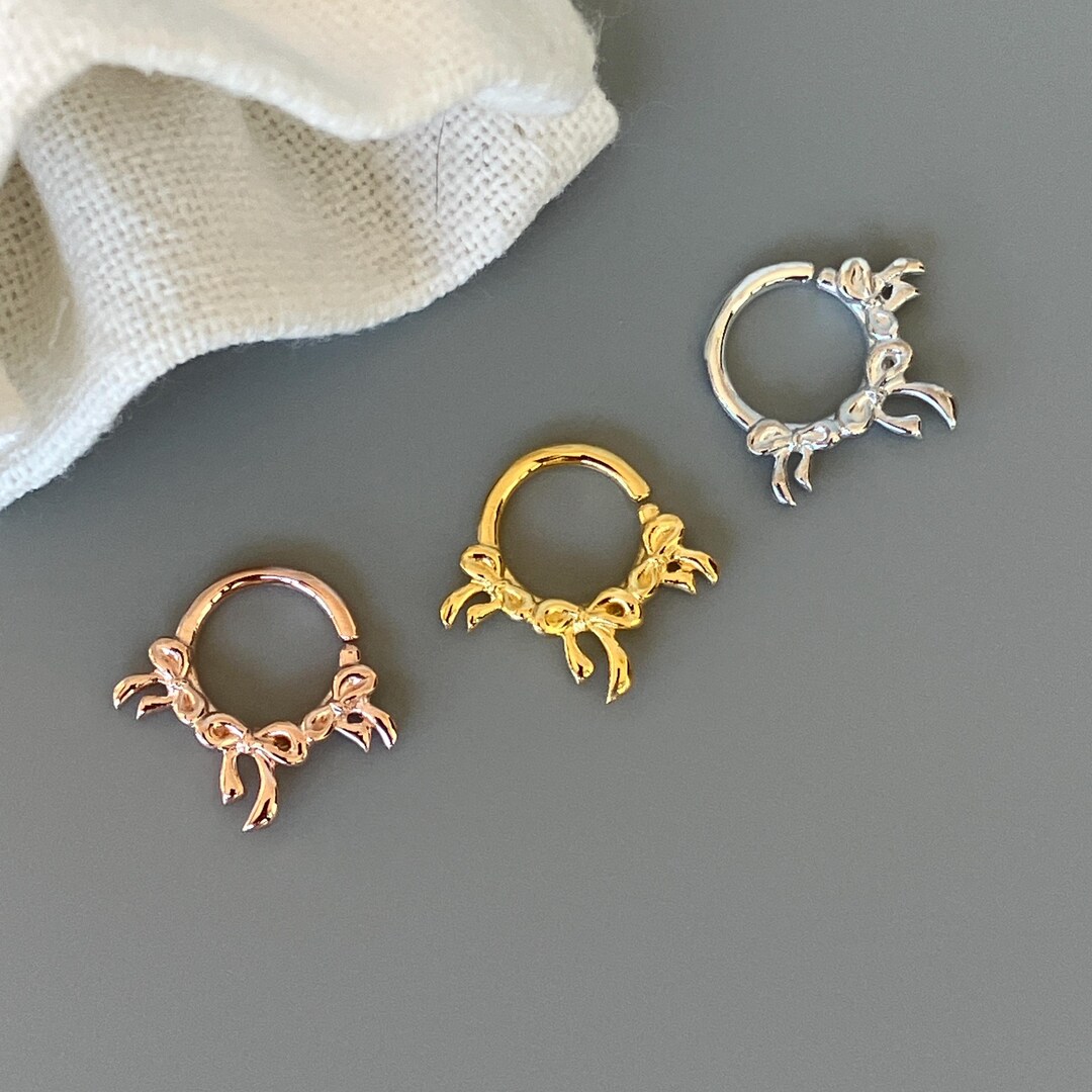 16G Minimalist Bows Daith Earring 8mm Hoop Daith Piercing Jewelry ...