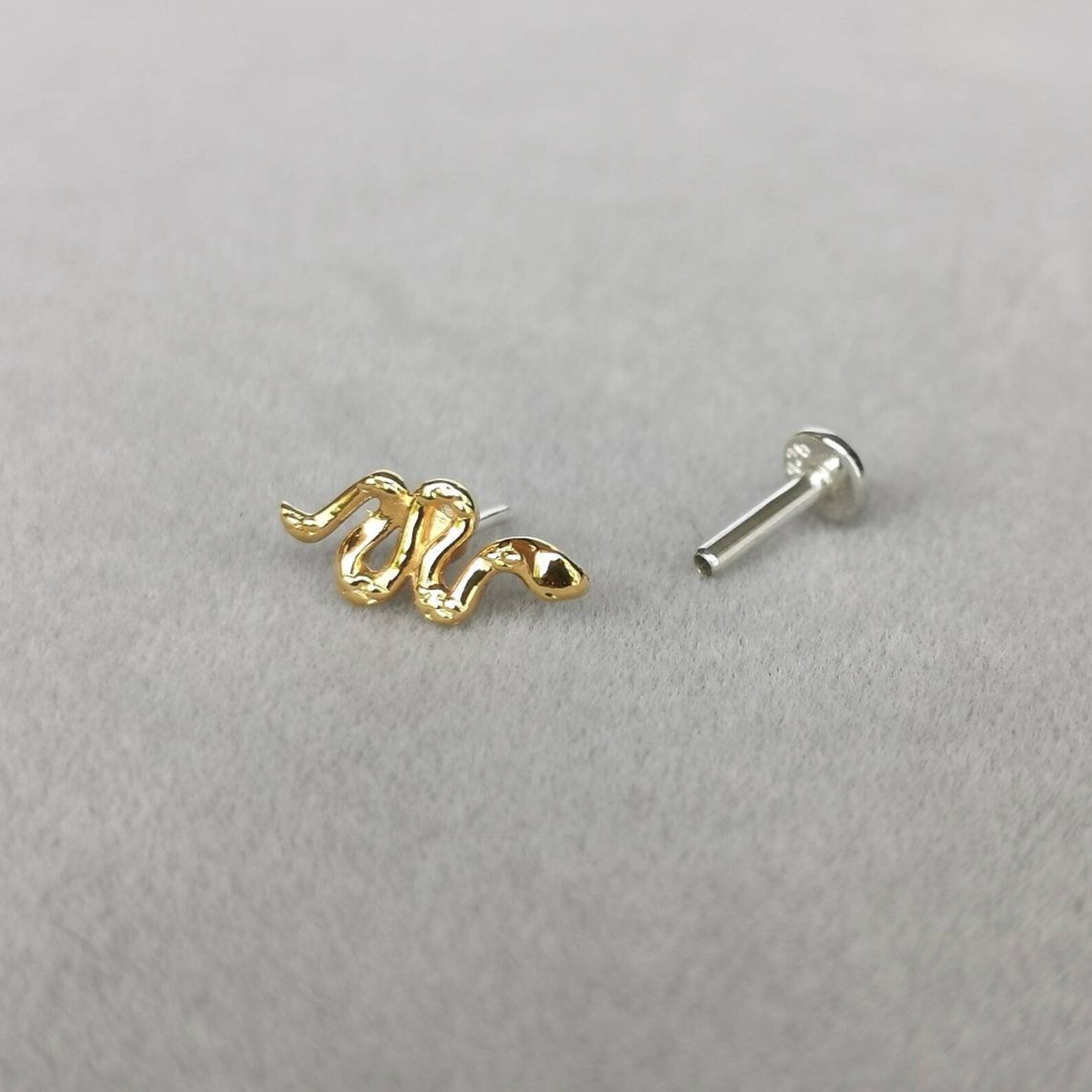 Minimal Snake Helix Tragus Earring - 18g/16g Threadless Sterling Silver ...