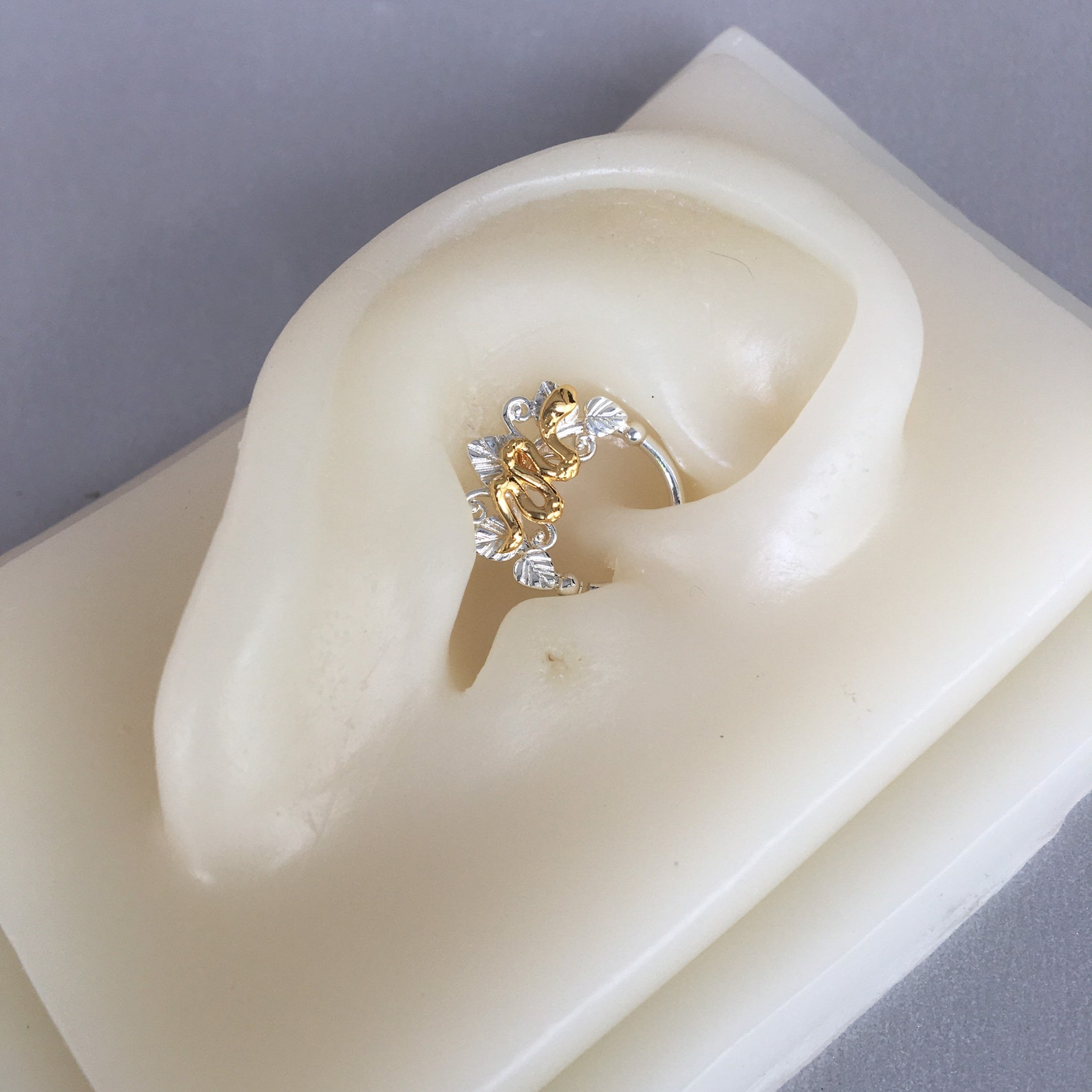 Tiny Snake on Leaves Daith Piercing Septum Ring Piercing - Etsy