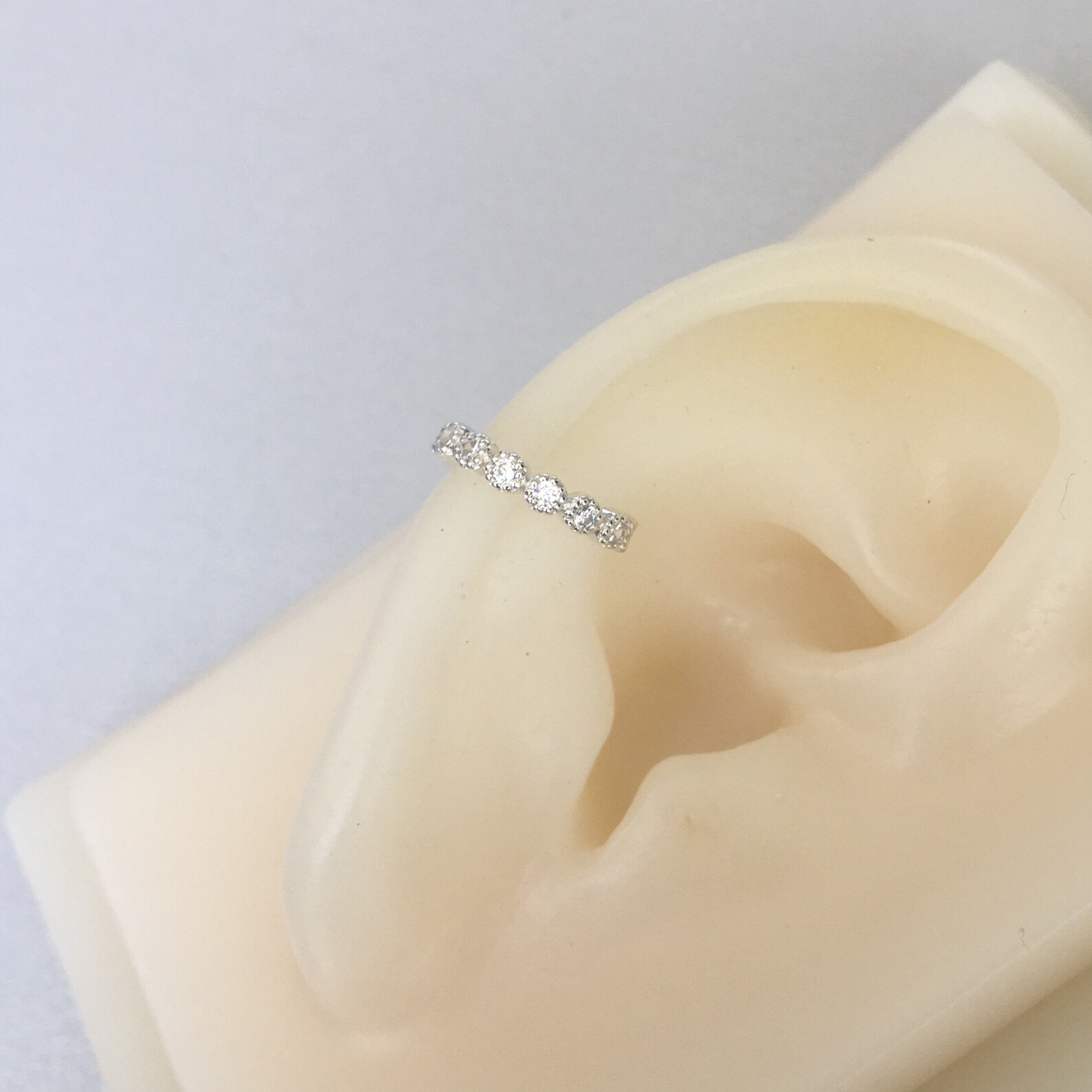 Vintage Milgrain Sterling Silver Conch Hoop Piercing CZ - Etsy