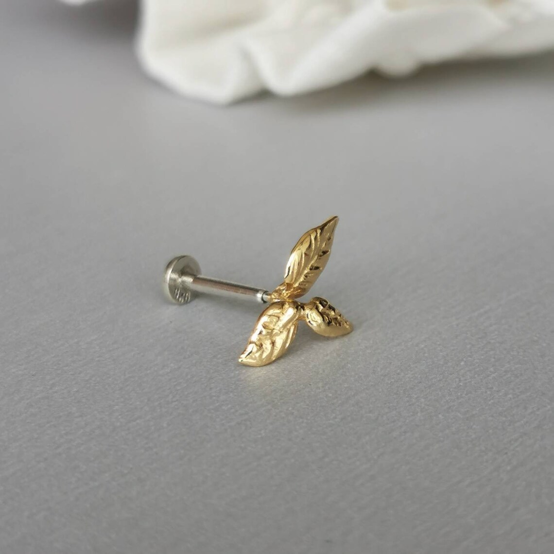 Silver Leaves Helix Earring 18g/16g Threadless Sterling - Etsy