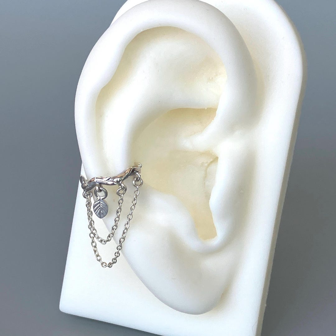 16G Dangling Double Drop Chains Conch Hoop Earring 10mm Boho Twist ...