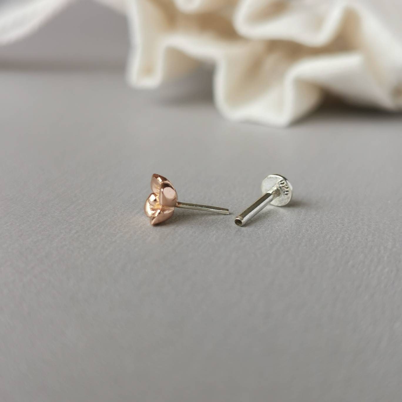 Oriental Flower Helix Earring 18g/16g Threadless Sterling | Etsy