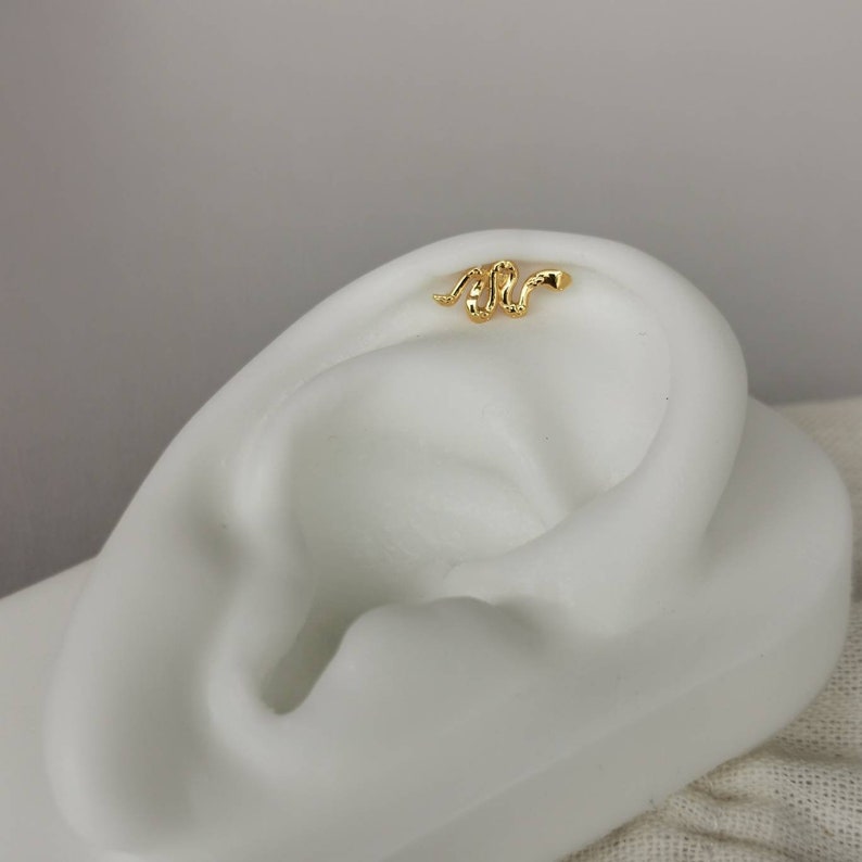 Tiny Snake Helix Earring Sterling Silver Snake Tragus Piercing | Etsy