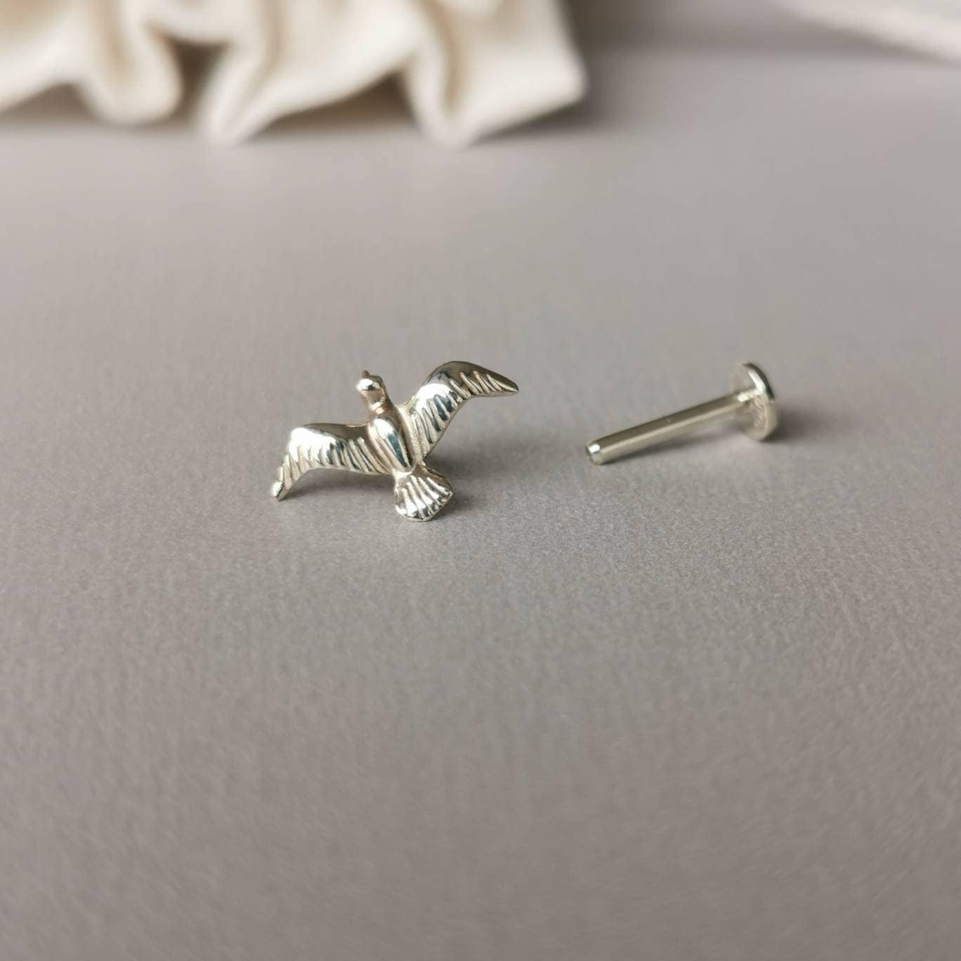 Flying Bird Helix Earring - 18g/16g Threadless Sterling Silver Push in ...
