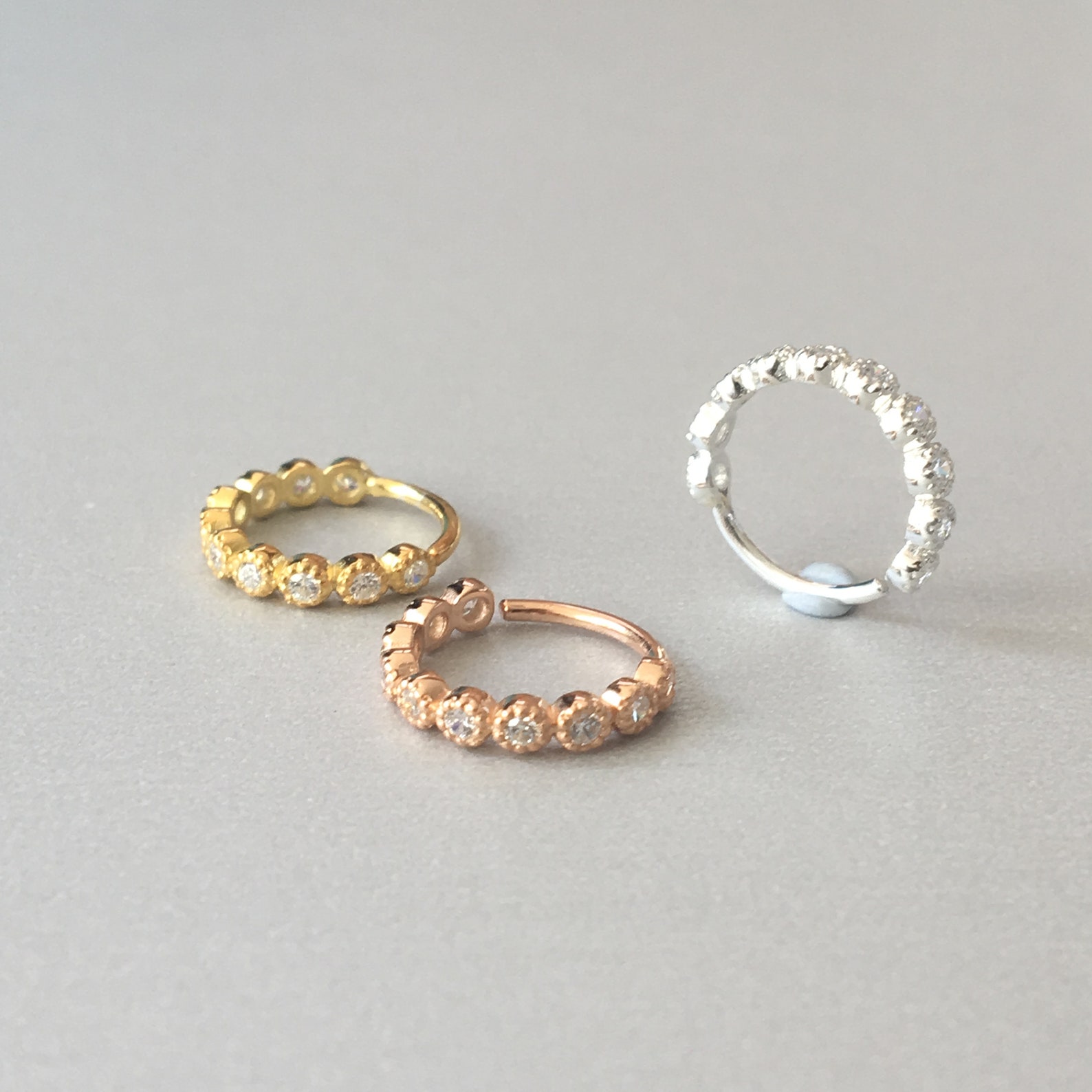 Vintage Milgrain Sterling Silver Conch Hoop Piercing CZ - Etsy