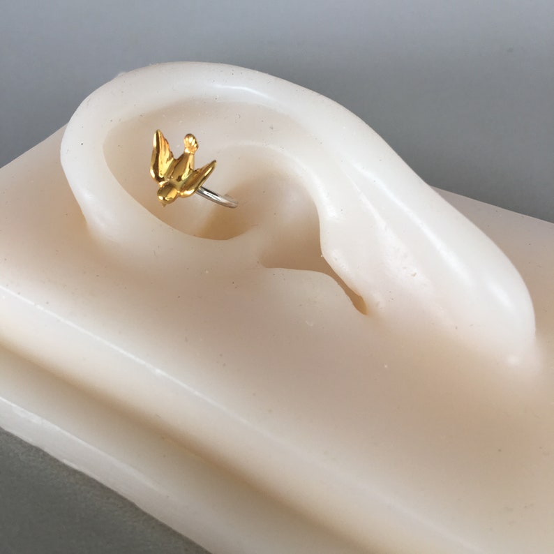 18g Sterling Silver Tiny Bird Helix Hoop Piercing Rook - Etsy