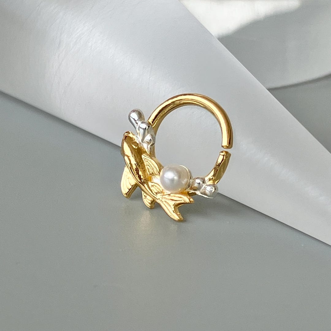 16G Gold Koi Fish Daith Earring 8mm Dainty Daith Hoop Small Twist Daith ...