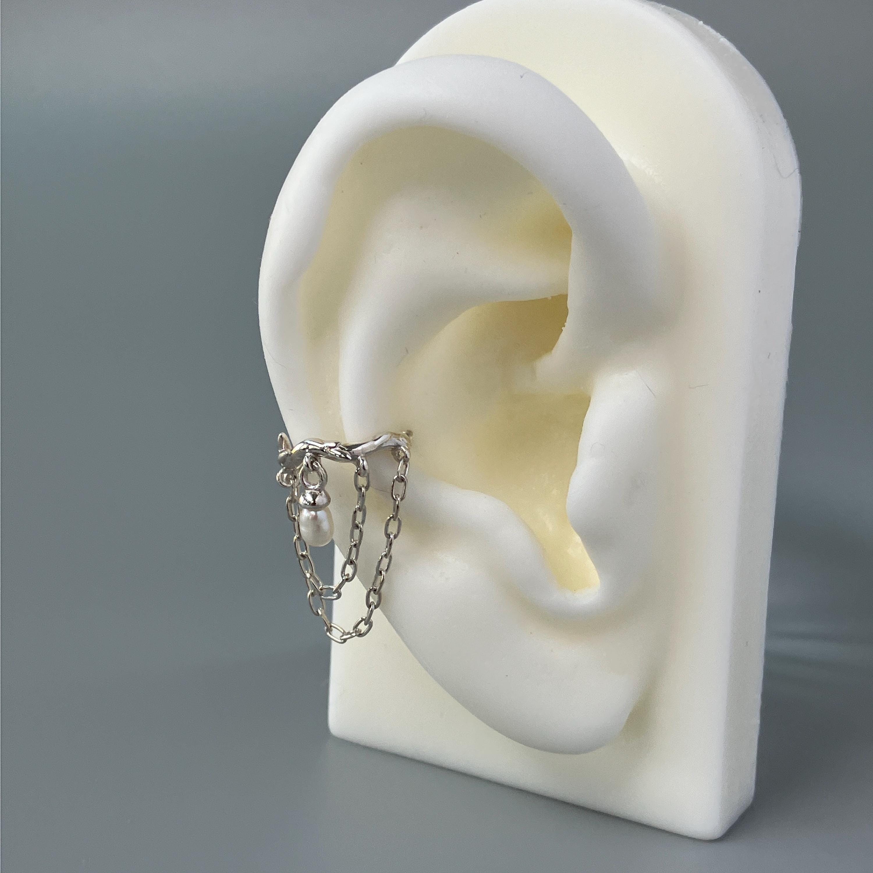 16G Dangling Double Drop Chains Conch Hoop Earring 10mm Boho Twist ...