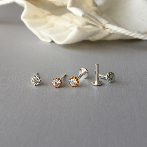 Silver Leaves Helix Earring 18g/16g Threadless Sterling - Etsy