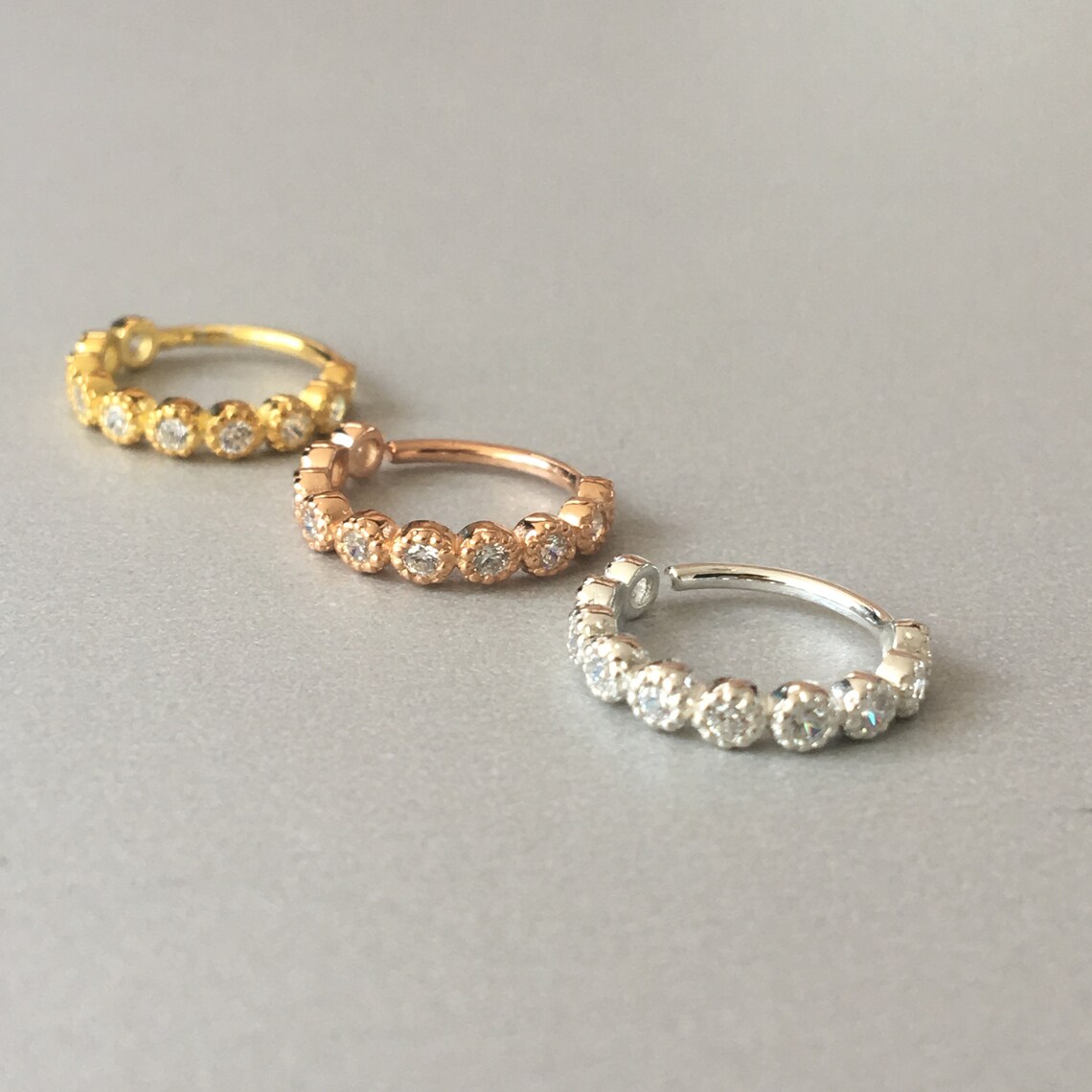 Vintage Milgrain Sterling Silver Conch Hoop Piercing CZ - Etsy