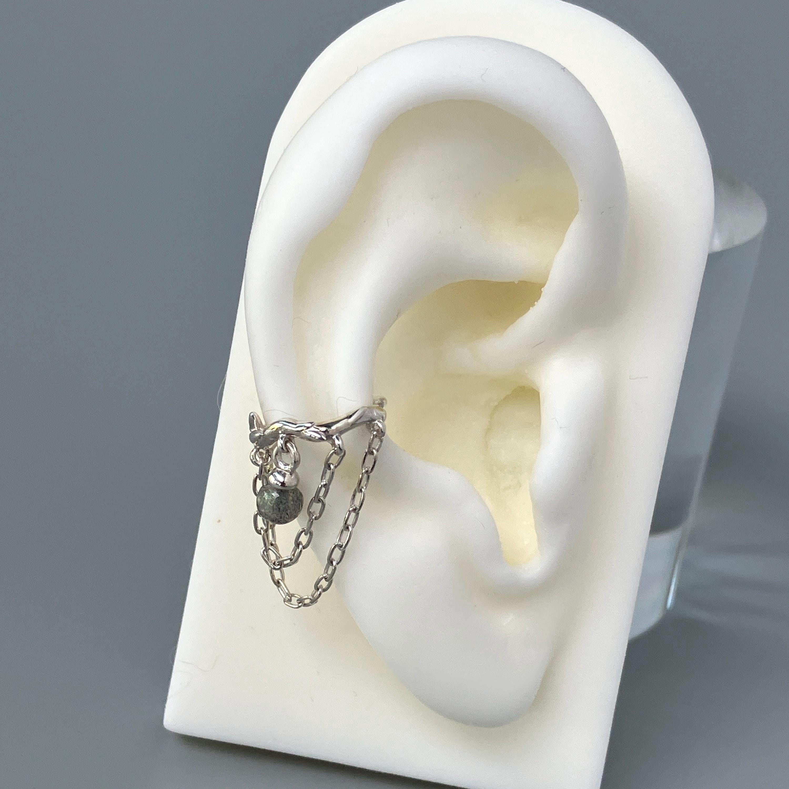 16G Dangling Double Drop Chains Conch Hoop Earring 10mm Boho Twist ...