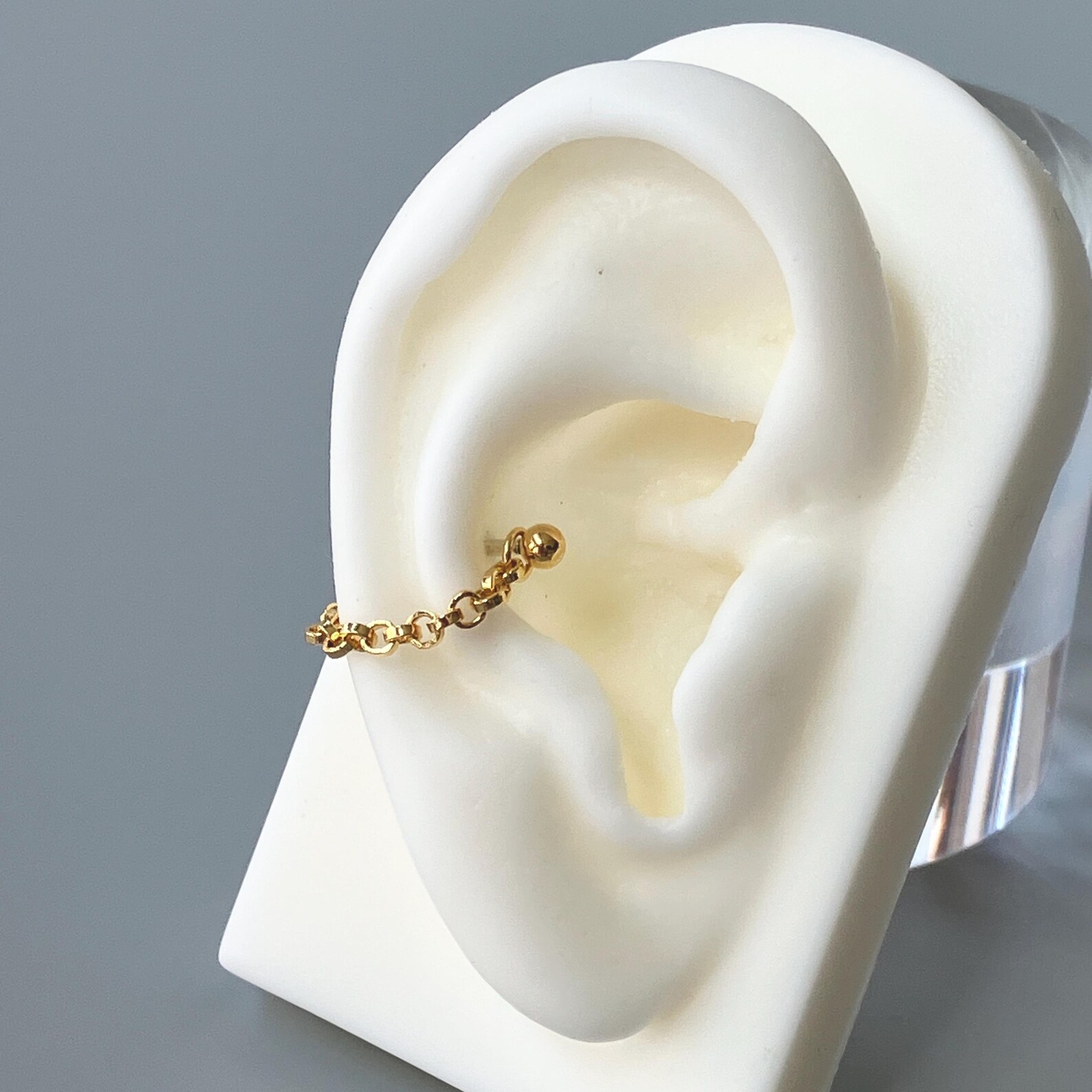 16G Gold Chain Attachment Conch Stud Orbital Chained Piercing Linking ...