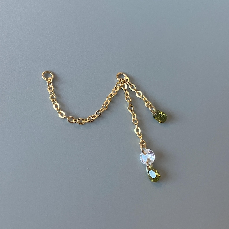 Dangle Gold Chain With CZ Teardrop Charms Helix Cartilage Conch Earring ...
