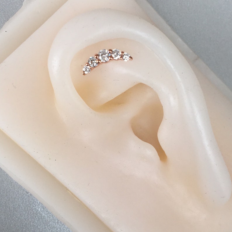 CZ Crescent Moon Helix Earring Curved Earring Helix Earring - Etsy