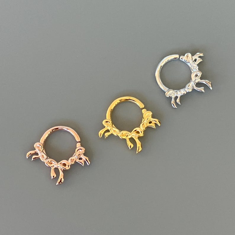 16G Minimalist Bows Daith Earring 8mm Hoop Daith Piercing Jewelry ...