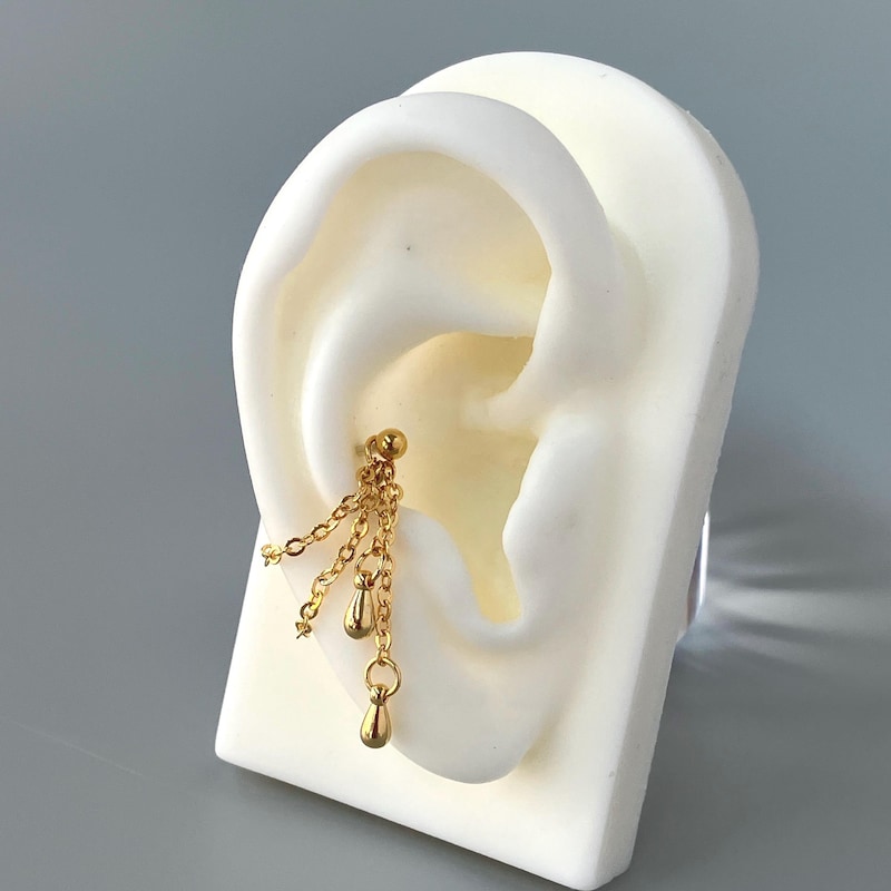 2 Piercing Chain Earring - Etsy