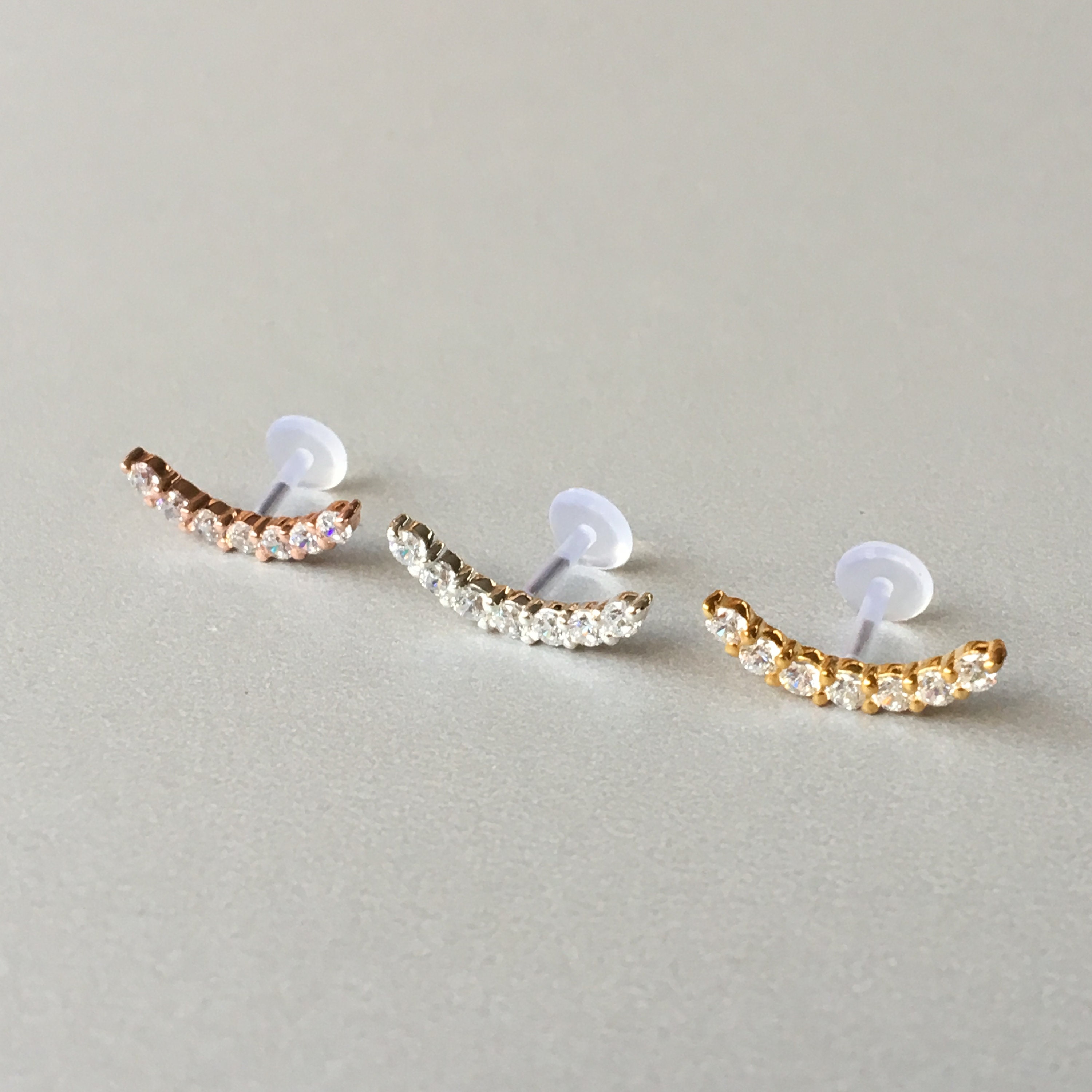CZ Curved Cartilage Earring Curved Helix Piercing Conch | Etsy UK