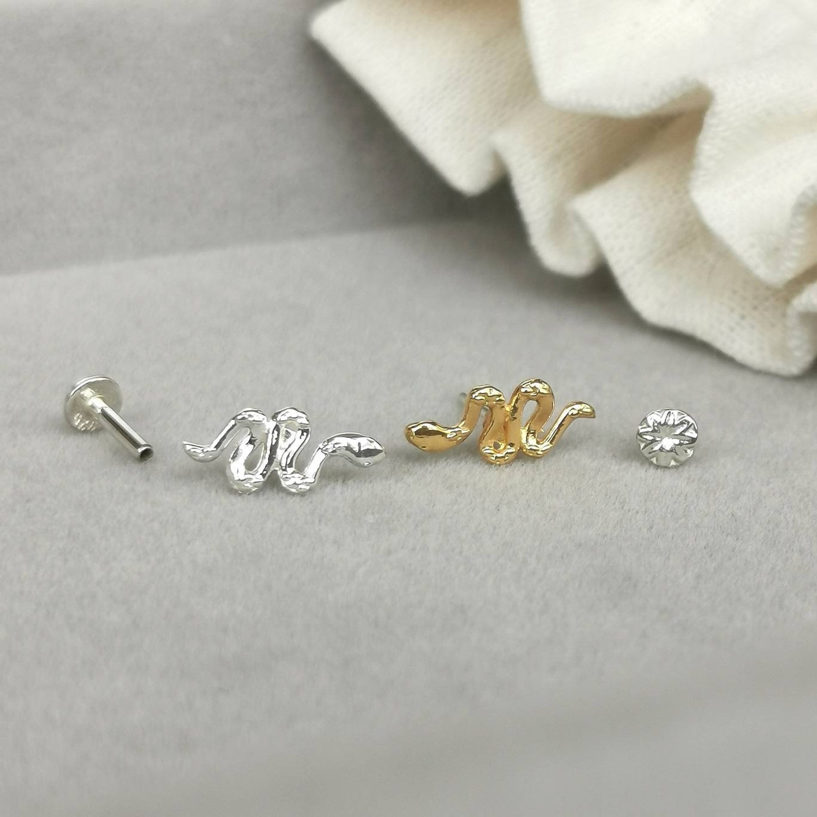 Minimal Snake Helix Tragus Earring 18g/16g Threadless | Etsy