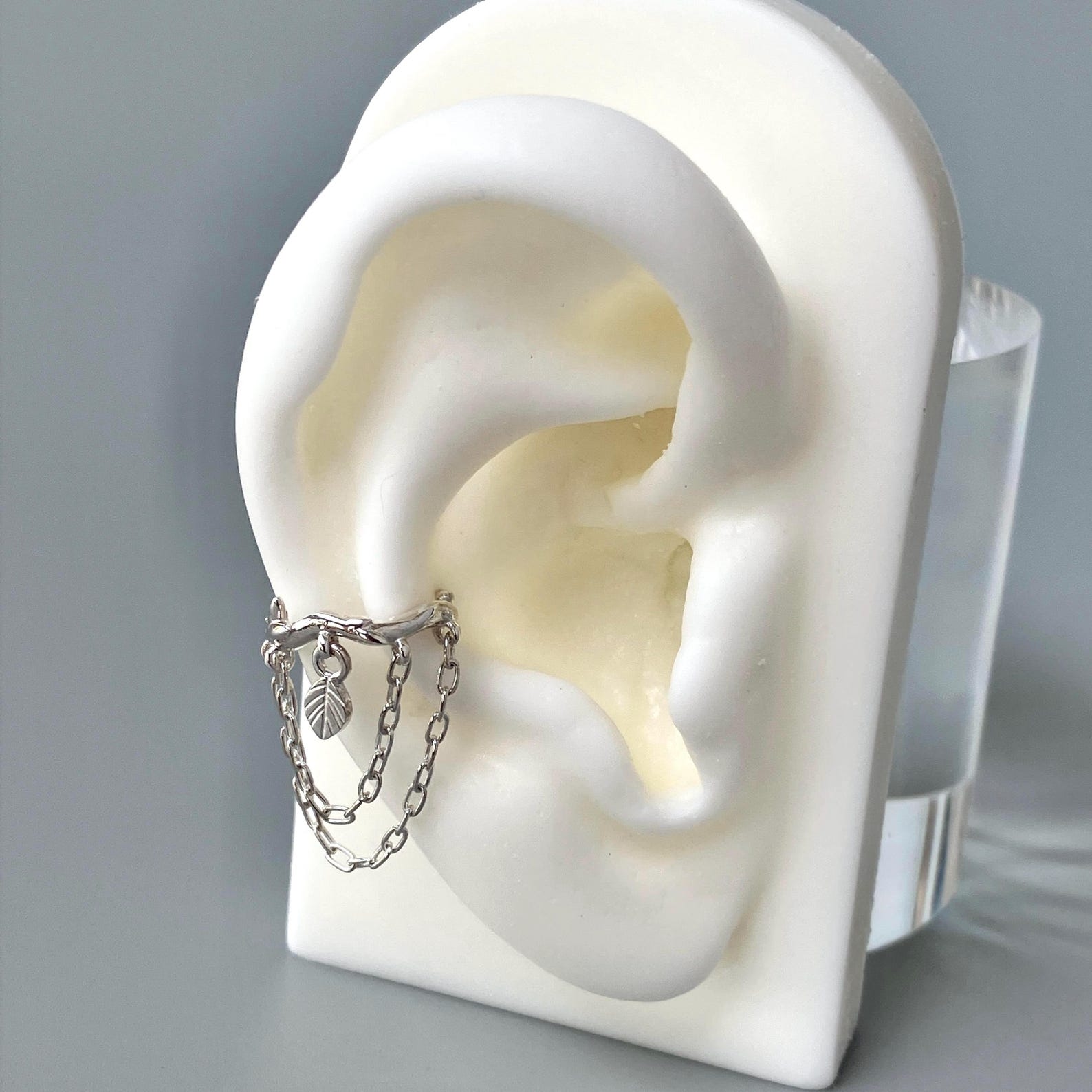16G Dangling Double Drop Chains Conch Hoop Earring 10mm Boho Twist ...