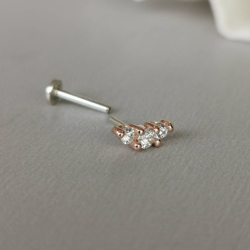 Mini CZ Crescent Helix Earring 18g/16g Threadless Sterling - Etsy