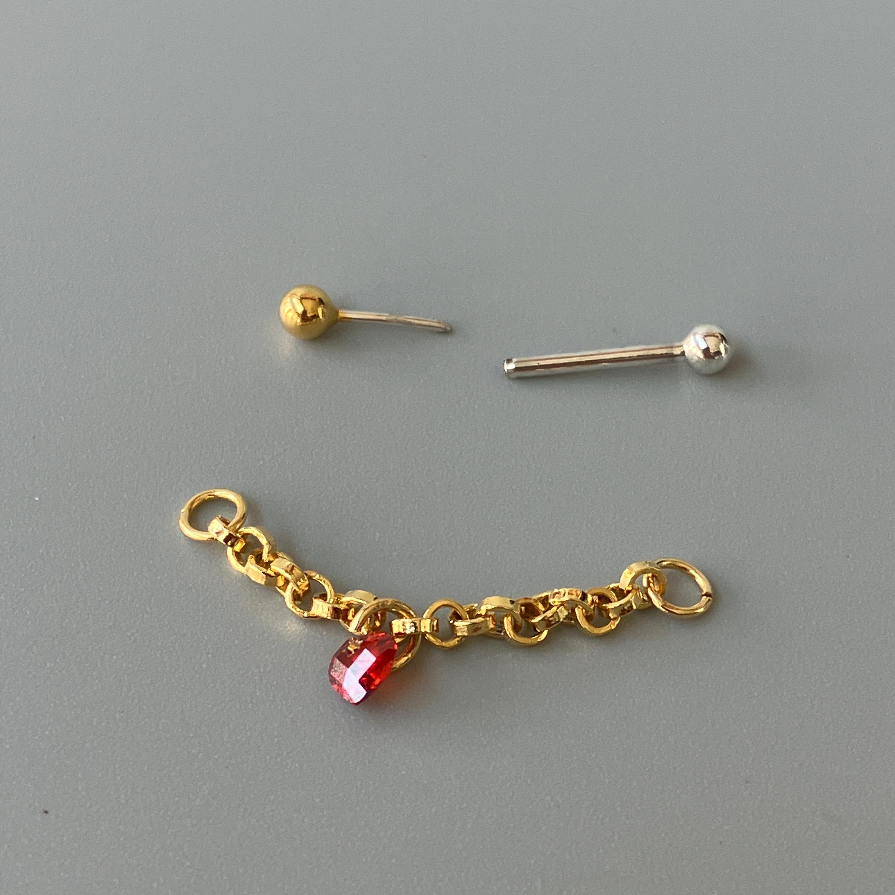 16G Gold Chain Attachment Conch Stud Orbital Chained Piercing Linking ...