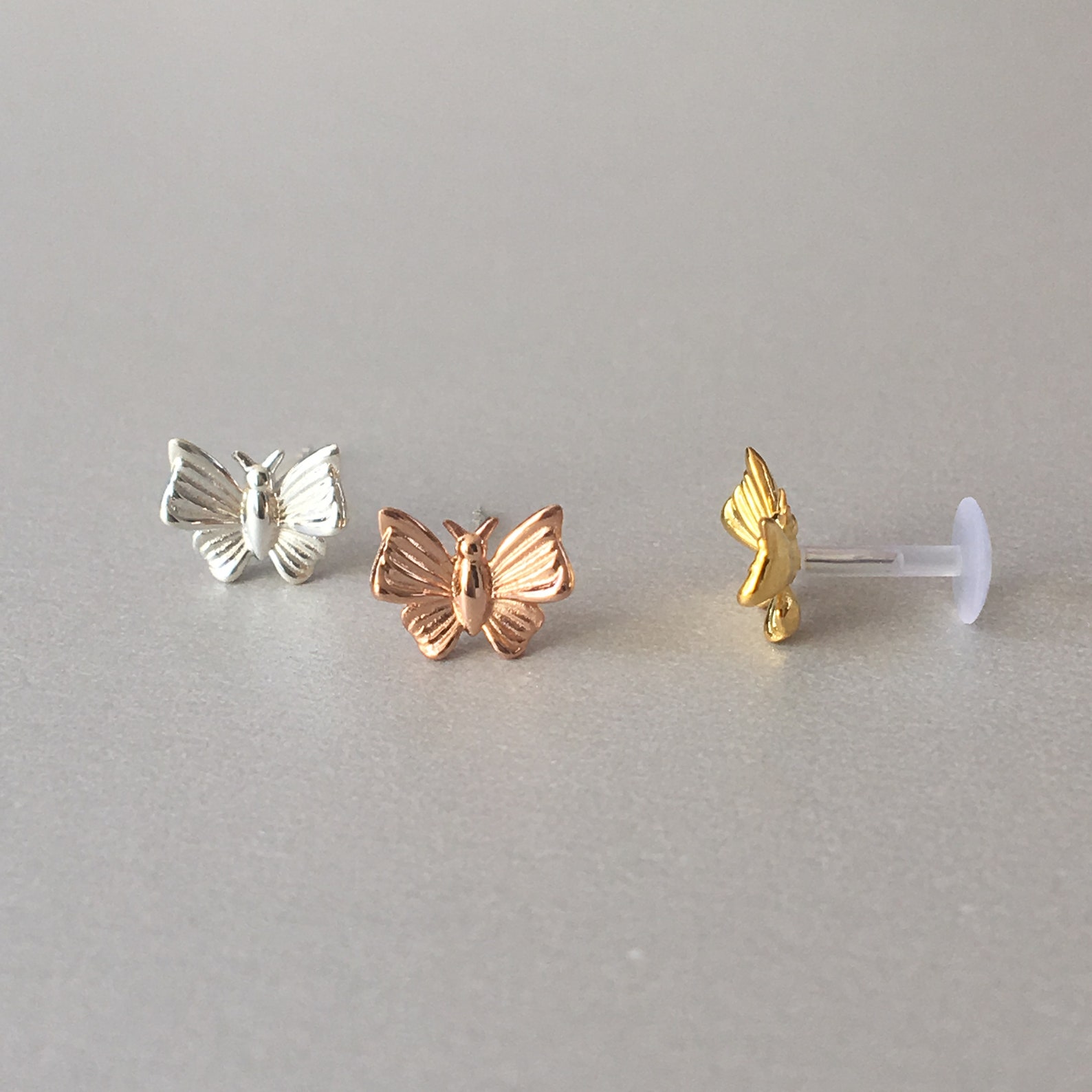 Tiny Butterfly Helix Earring Tragus Earring Sterling Silver Piercing ...