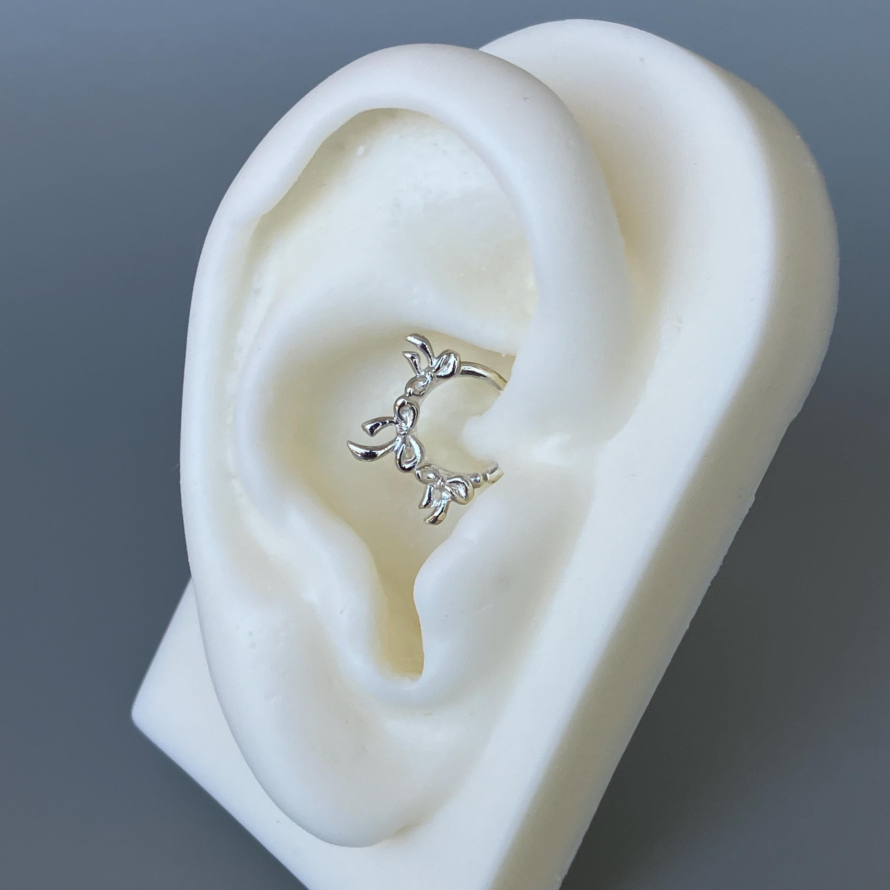 16G Minimalist Bows Daith Earring 8mm Hoop Daith Piercing Jewelry ...