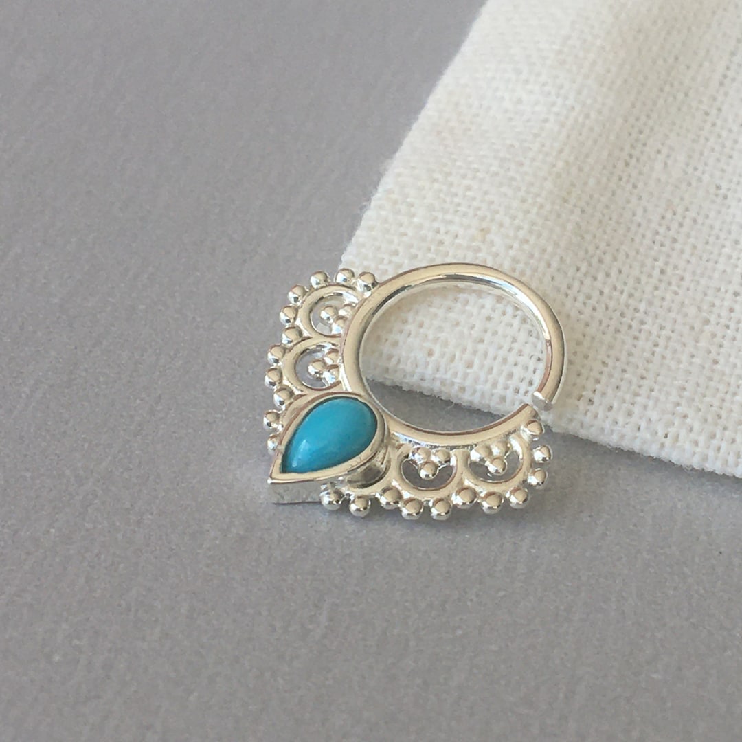 Turquoise Septum Piercing Helix Hoop Earring Daith Hoop Piercing ...