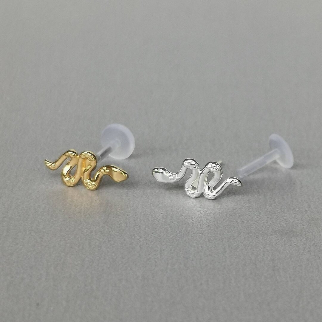 Tiny Snake Helix Earring Sterling Silver Snake Tragus Piercing Gold ...