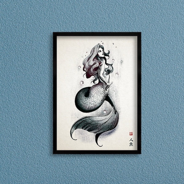 Japanese Mermaid Art - Etsy