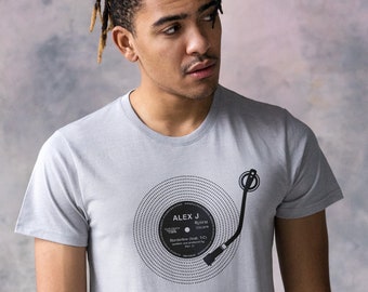 Custom Name Vinyl LP Record Label T Shirt DJ Turntable | Etsy