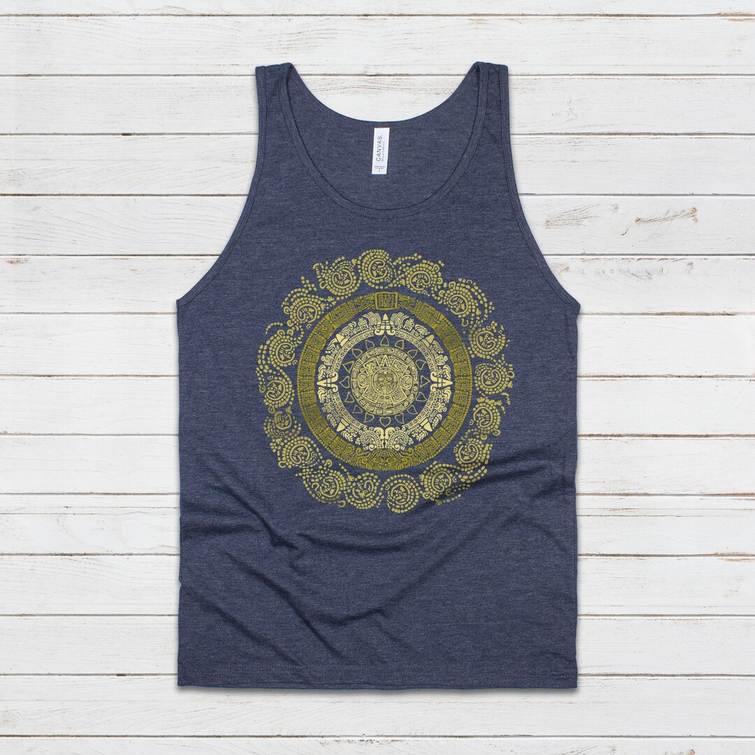 Aztec Mayan Round Calendar Symbols Tank Top Vest Vegan Incan Art Peru ...