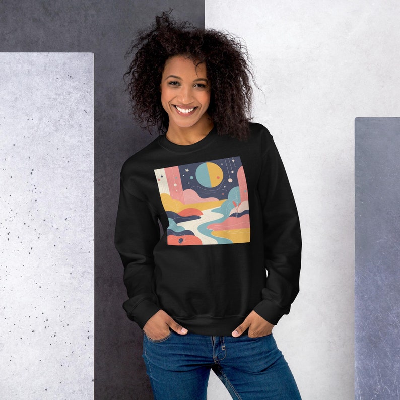 Abstract Landscape Print Sweatshirt, Modern Geometric Pullover - Etsy