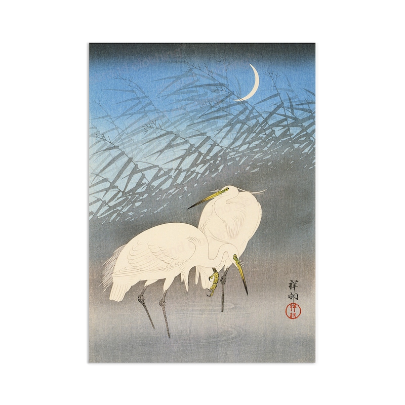 Woodblock Prints Heron - Etsy UK