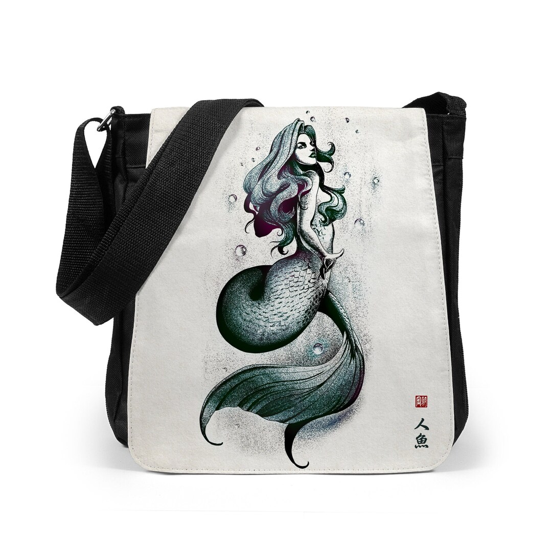 Japanese Mermaid Ukiyo-e Reporter Tablet Bag Woodblock Art Siren Tattoo ...