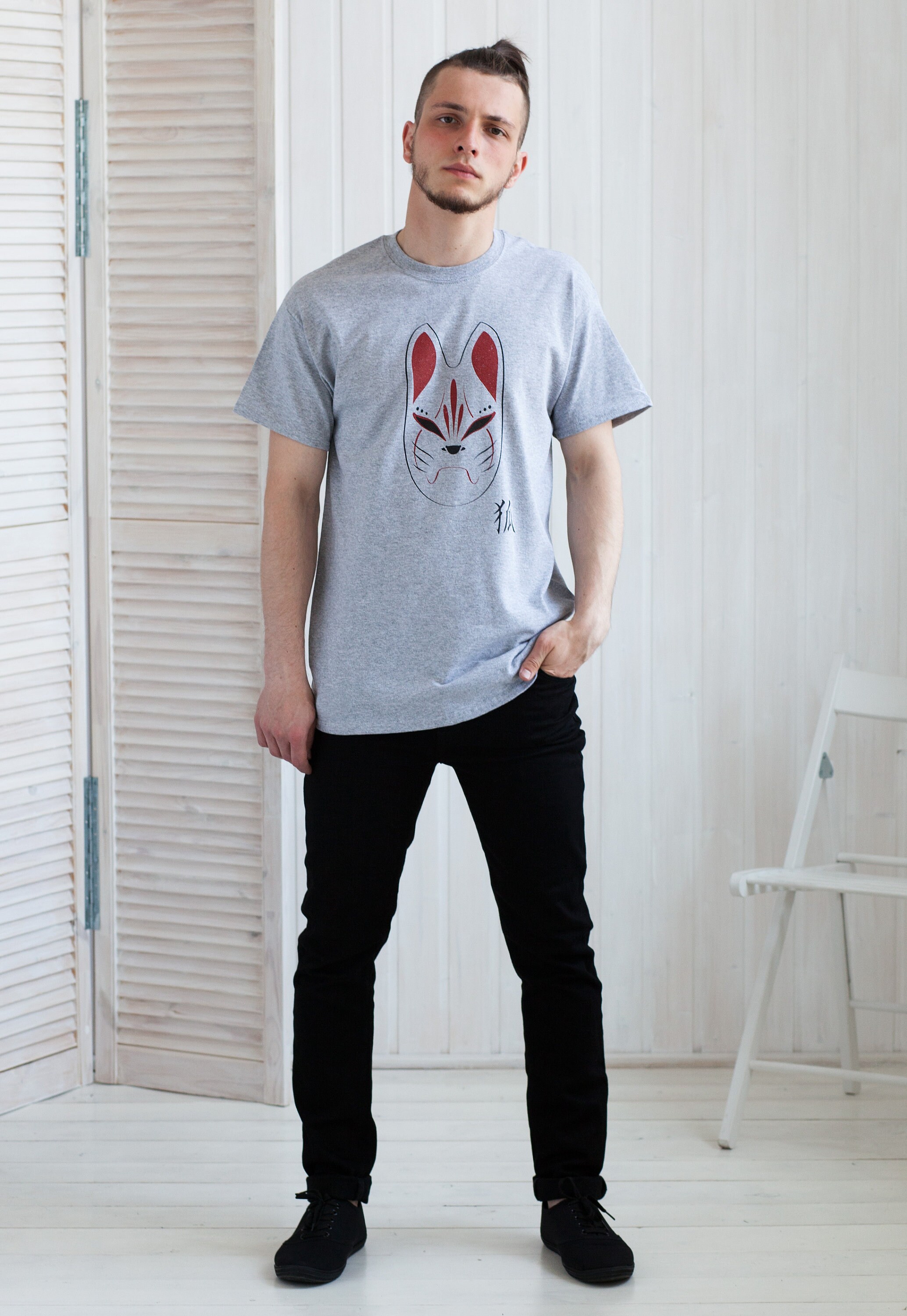 Japanese T Shirt Kitsune Fox Mask Inari Japan Anime Manga | Etsy UK