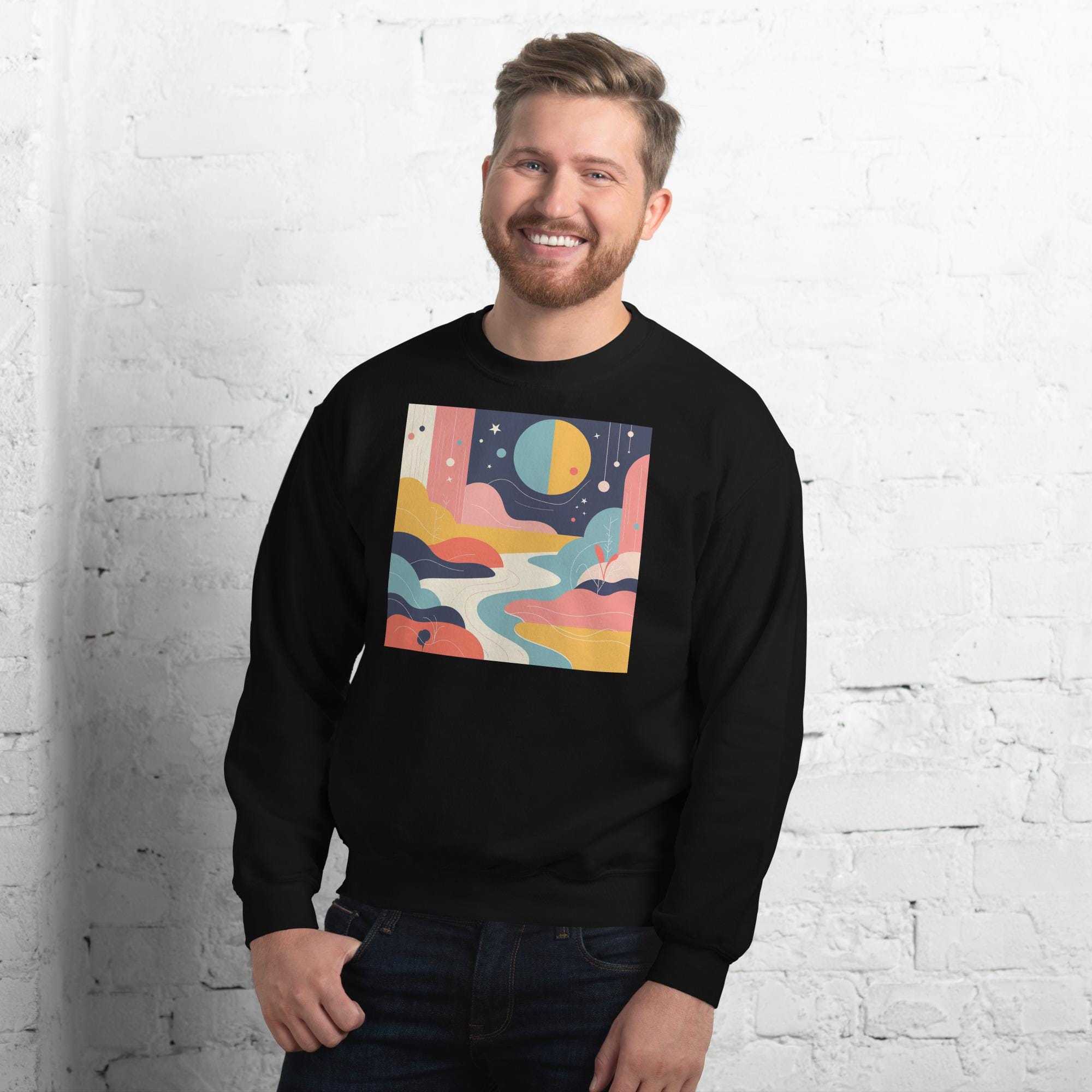 Abstract Landscape Print Sweatshirt, Modern Geometric Pullover - Etsy