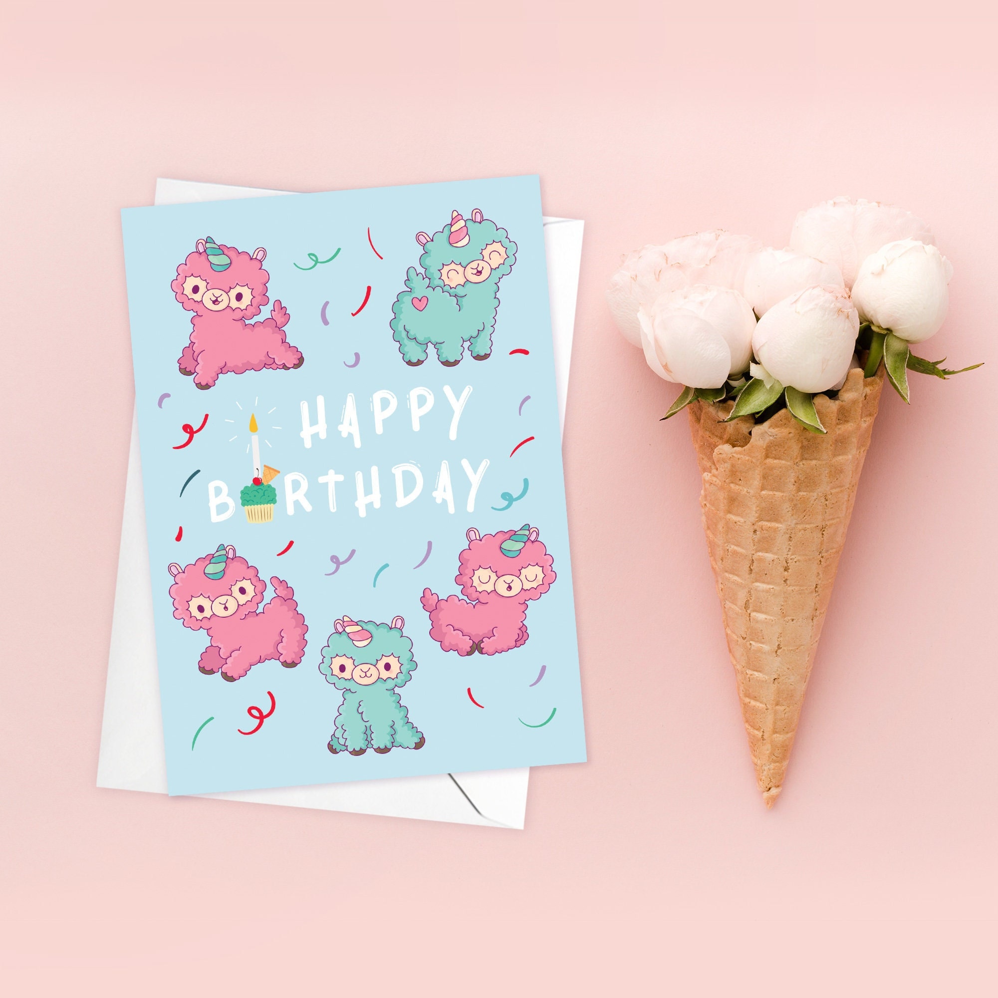 Happy Birthday Greeting Card Print Kawaii Cute Japanese Aesthetic ...