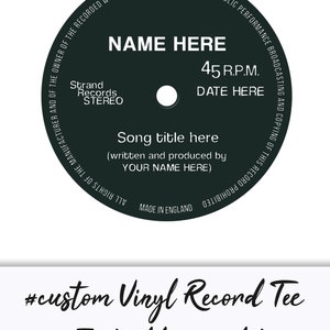 Custom Name Vinyl LP Record Label T Shirt DJ Turntable Personalized ...