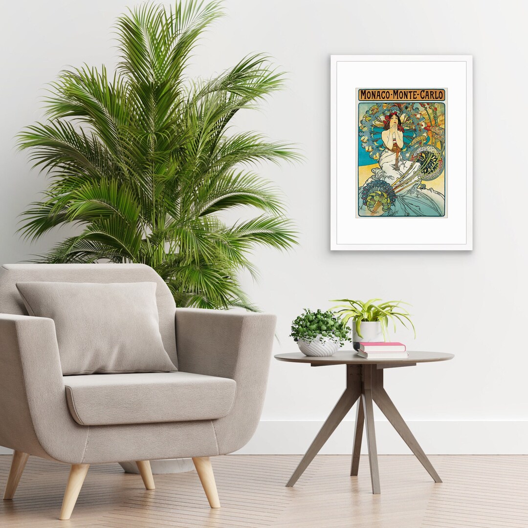 Framed Mounted Alphonse Mucha Monaco Monte Carlo Vintage Art Print ...