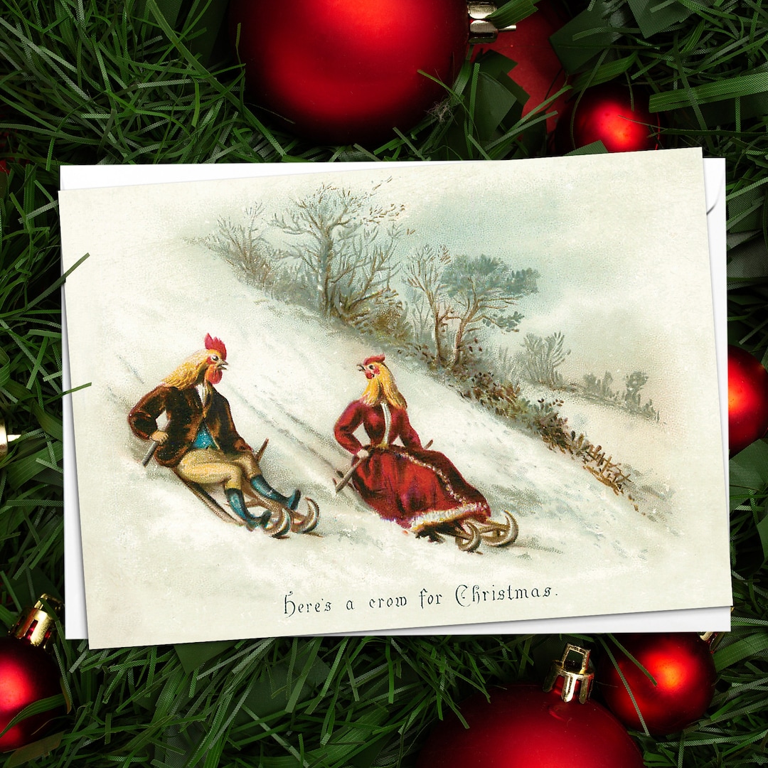 Weird Victorian Greeting Cards Christmas Card Set Xmas New Year Winter ...