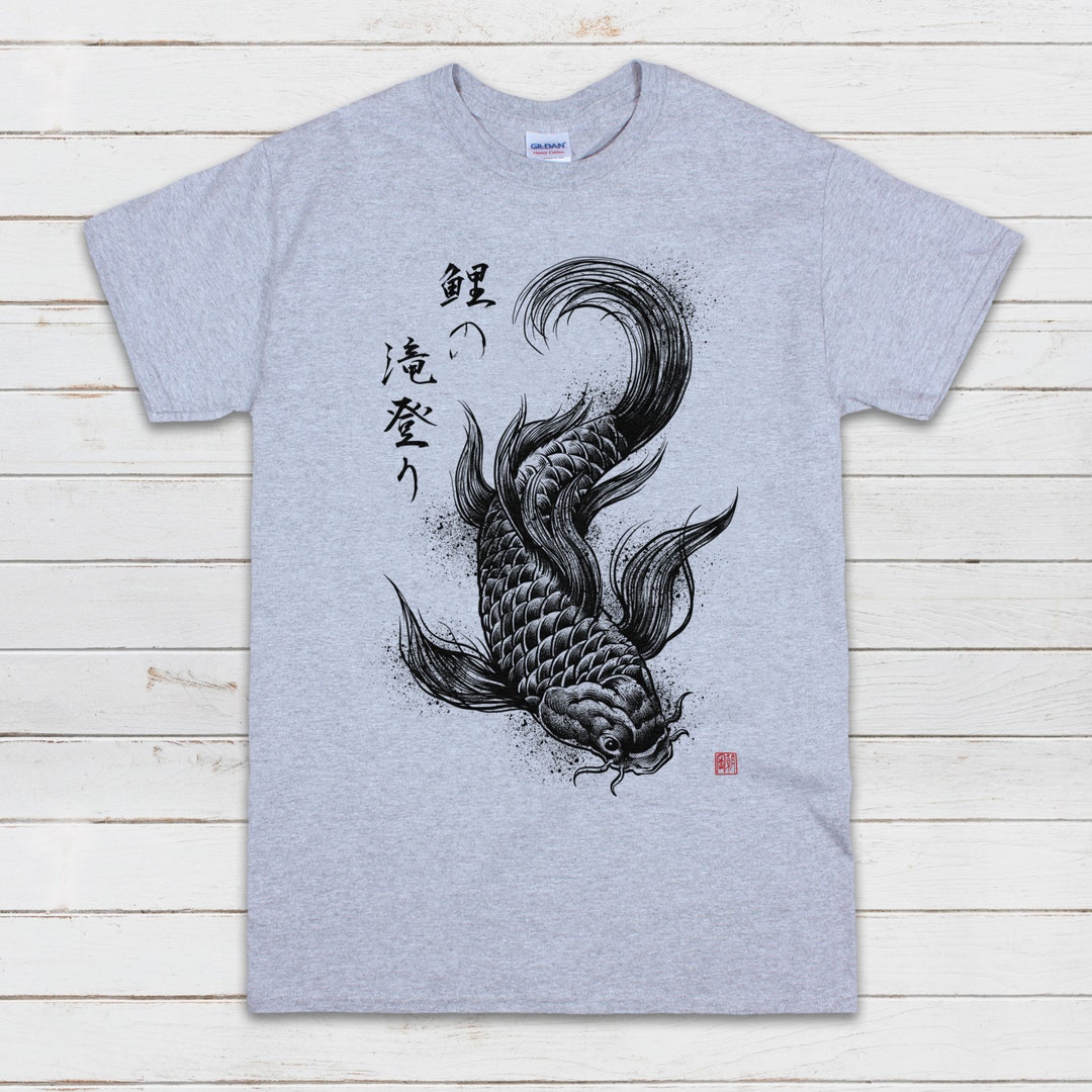 Koi Carp Japanese Calligraphy T Shirt Traditional Art Japan Kanji ...