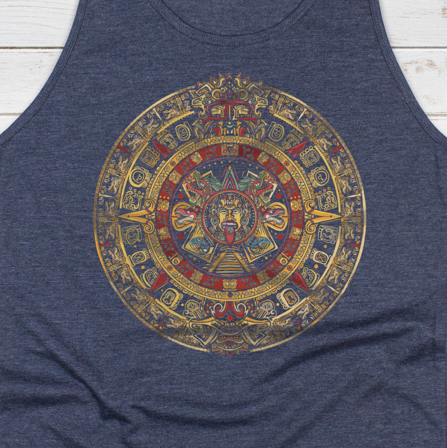 Aztec Mayan Round Calendar Symbols Tank Top Vest Vegan Incan Art Peru ...