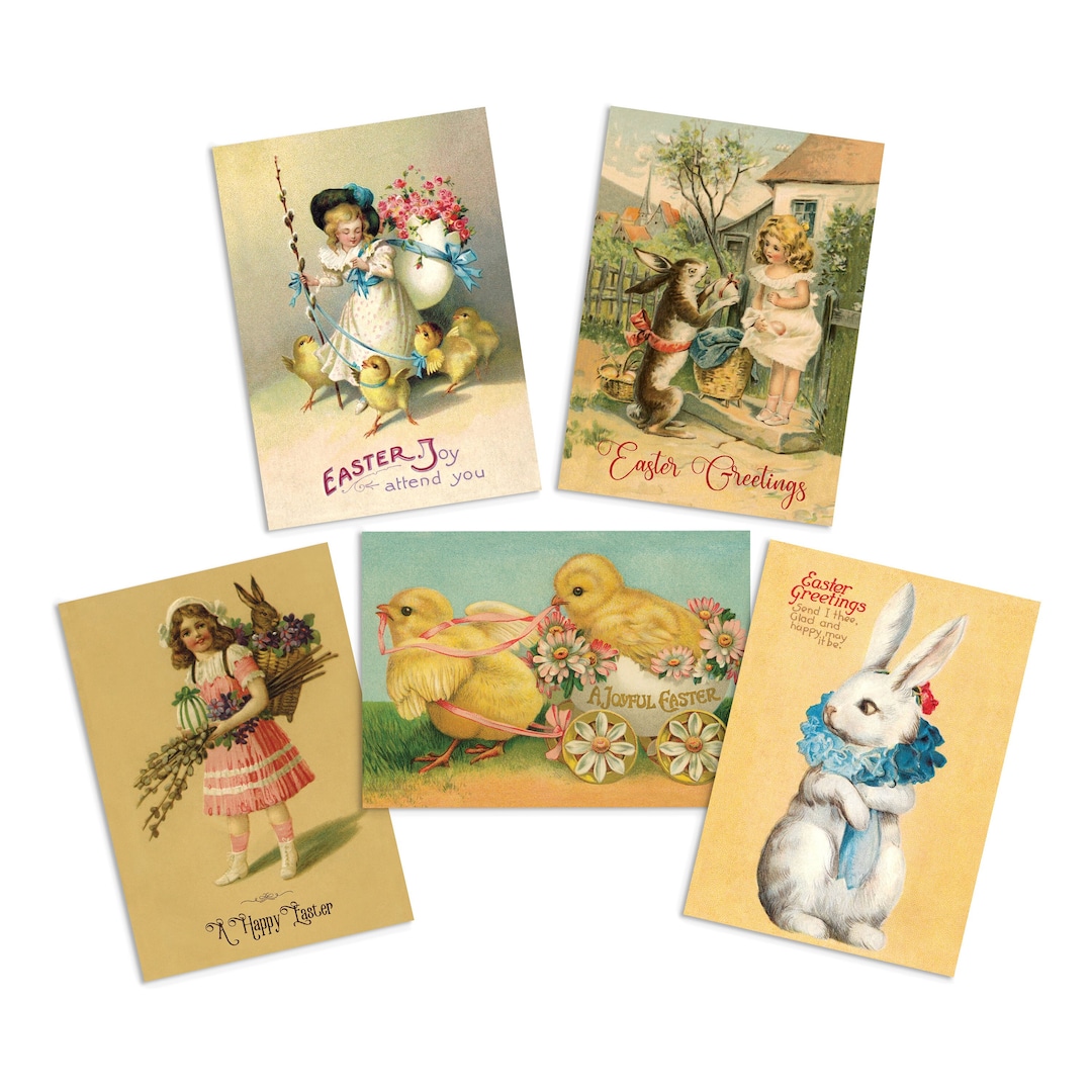 Victorian Greeting Cards Easter Card Set Sunday Spring Edwardian ...