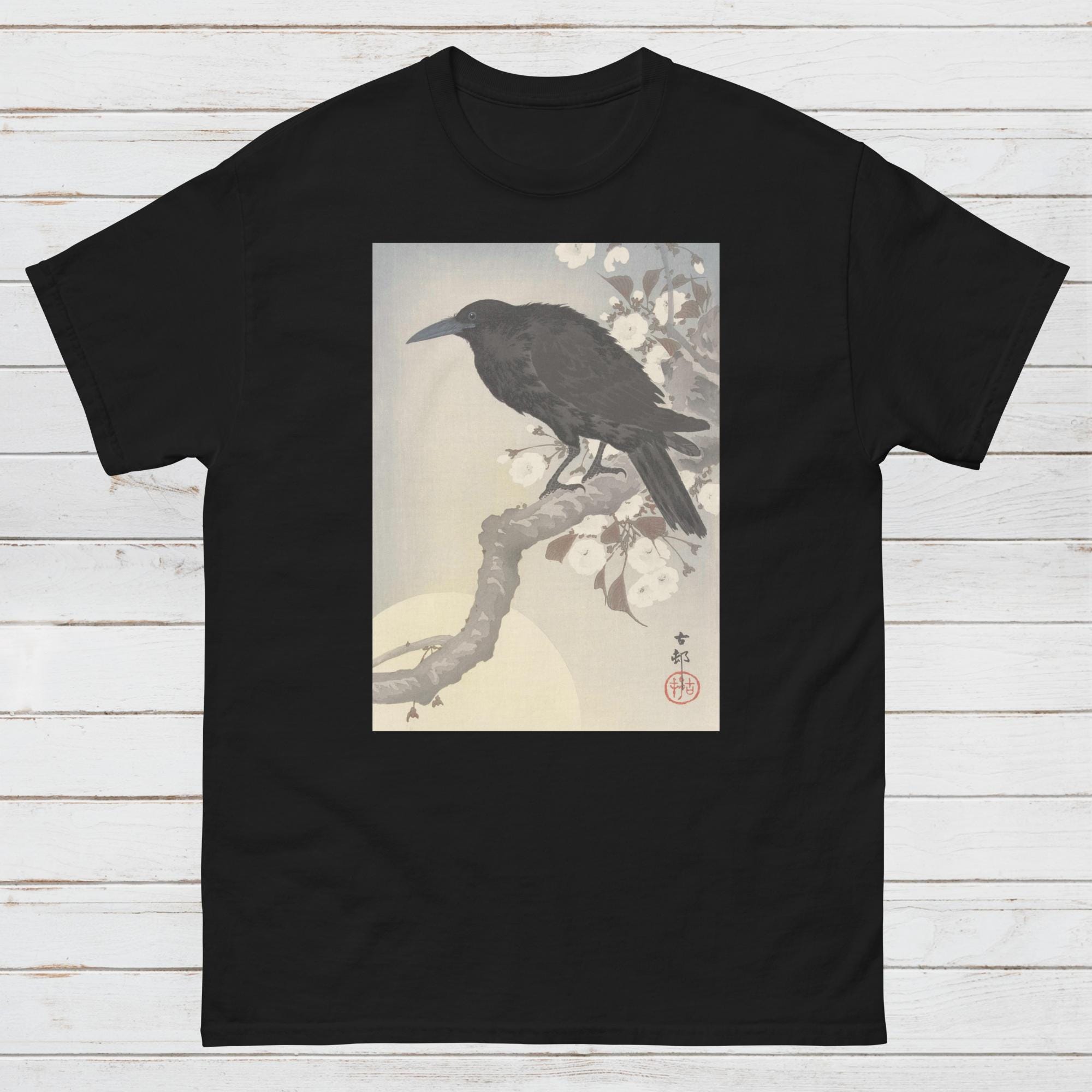 Japanese Ukiyo-e T Shirt Woodblock Art Ohara Koson Shoson Crow Raven ...