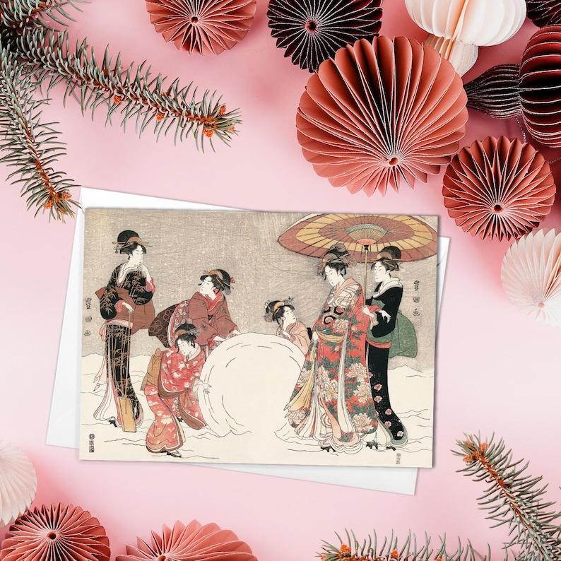 Japanese Ukiyo-e Art Greeting Cards Christmas Card Set Xmas New Year ...
